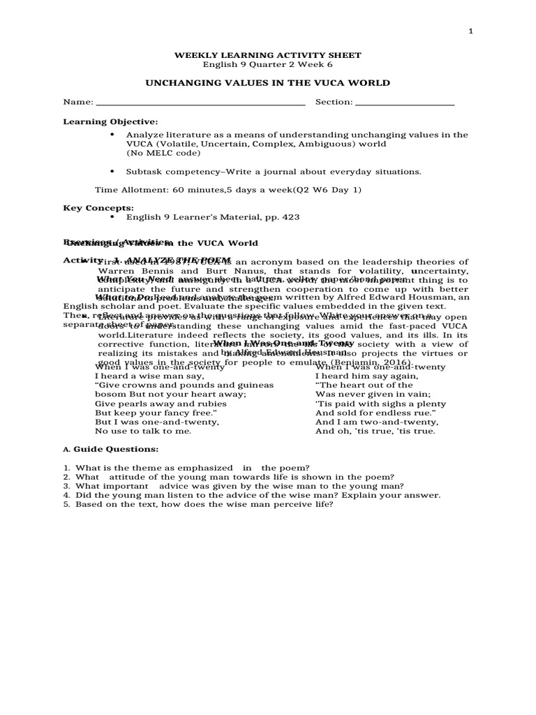 Unchanging Values in The Vuca World | PDF