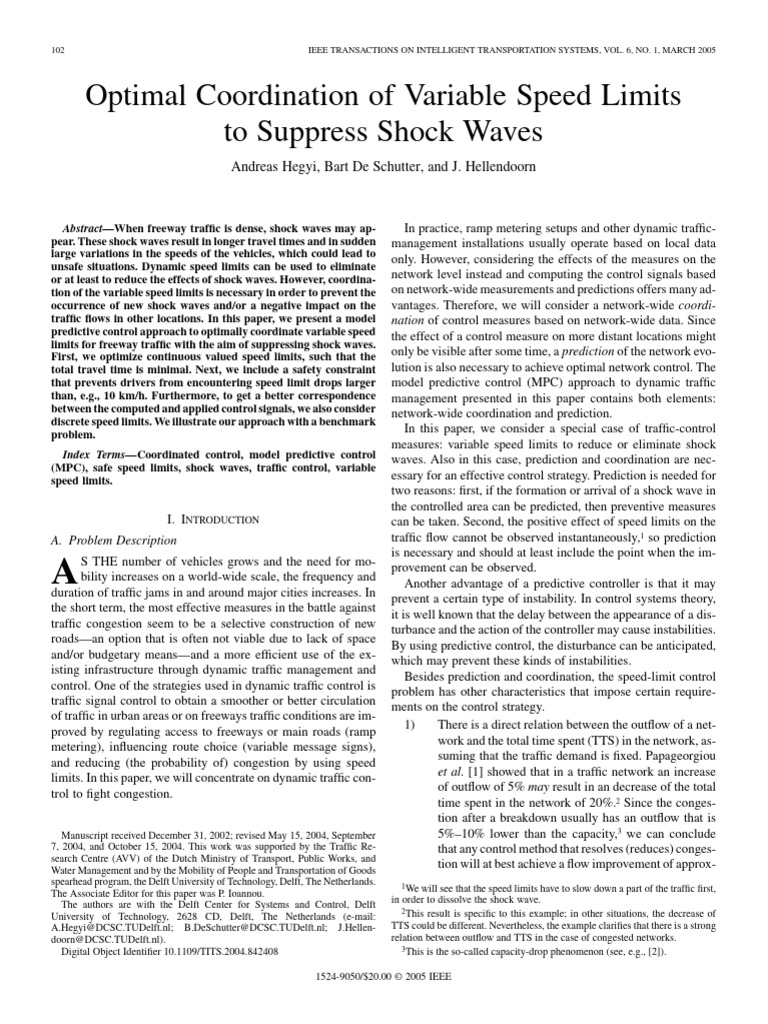 Hegyi Et Al. - 2005 - Optimal Coordination of Variable Speed Limits To ...