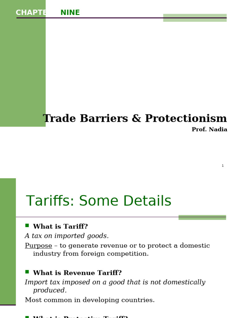 Chap 09-Trade Barriers and Protectionism | PDF | Tariff | World Trade ...