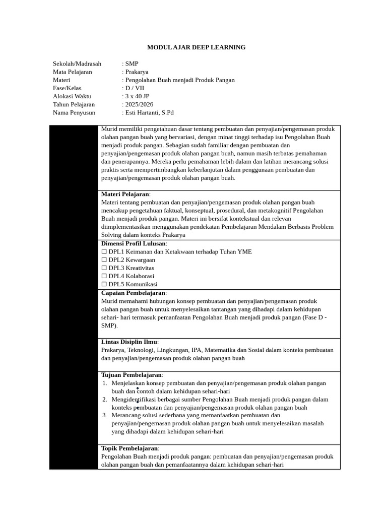 Template Modul Ajar Deep Learning | PDF