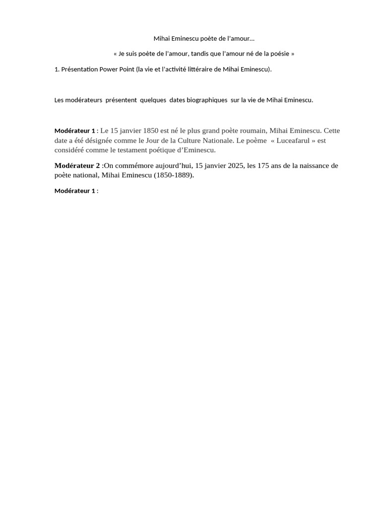 Mihai Eminescu Poète de L | PDF