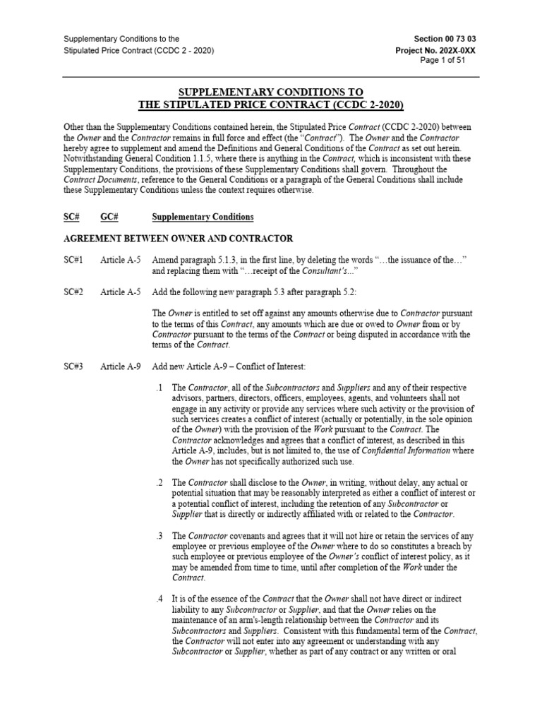 APPENDIX E Supplementary Conditions8 | PDF | Employment | Breach Of ...