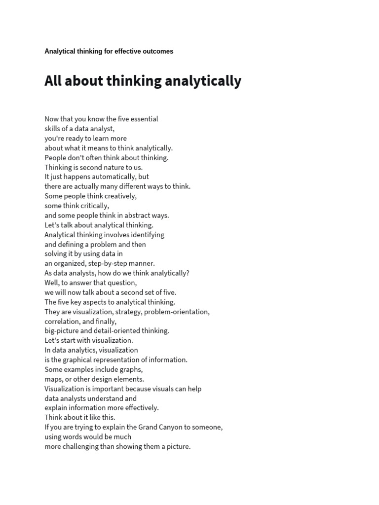 Key Aspects of Analytical Thinking | PDF | Thought | Data Analysis