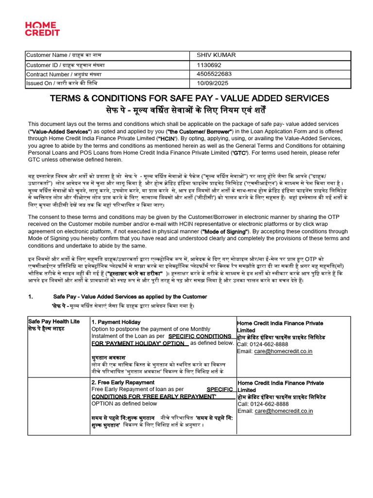 Safe Pay Terms Conditions 4505522683 2025-10-07 | PDF