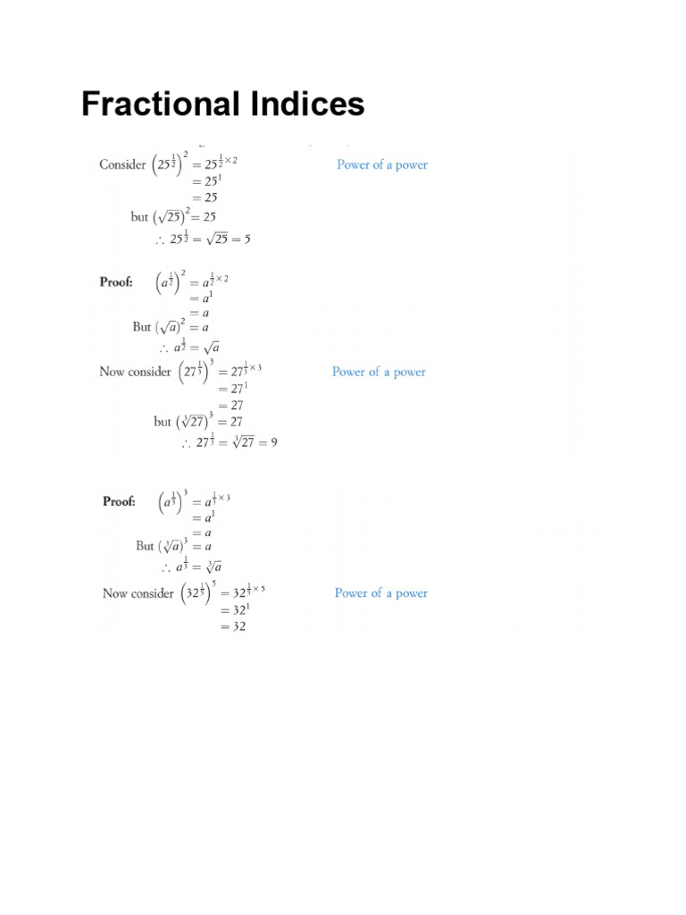 Understanding Fractional Indices | PDF