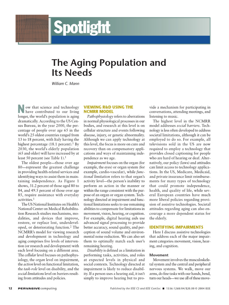 Aging Population and Assistive Technology | PDF | Wheelchair | Visual ...