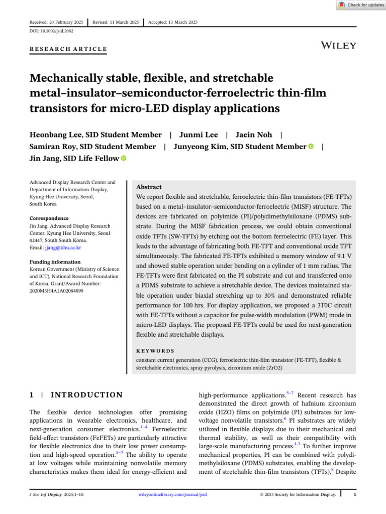 Flexible Ferroelectric Transistors for Micro-LEDs | PDF | Field Effect ...