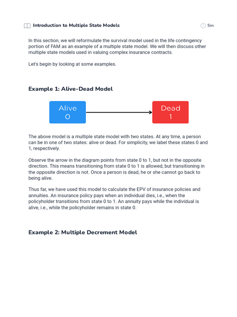 Multiple State Models in Insurance | PDF | Insurance | Life Annuity