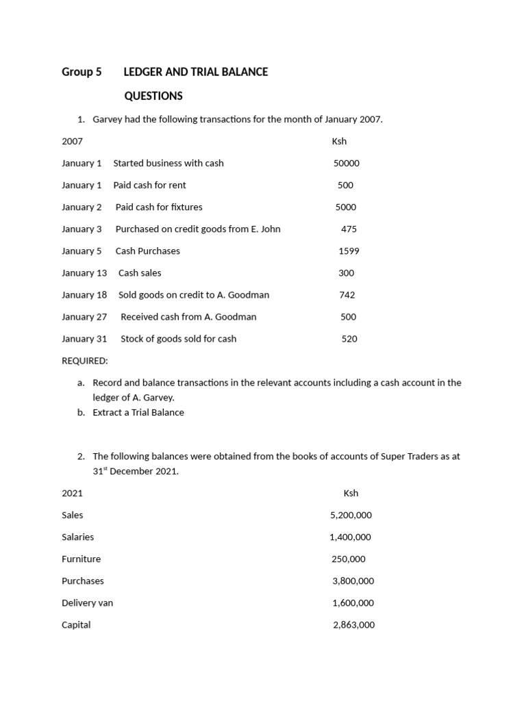 Ledger and Trial Balance Preparation Guide | PDF | Cheque | Cash