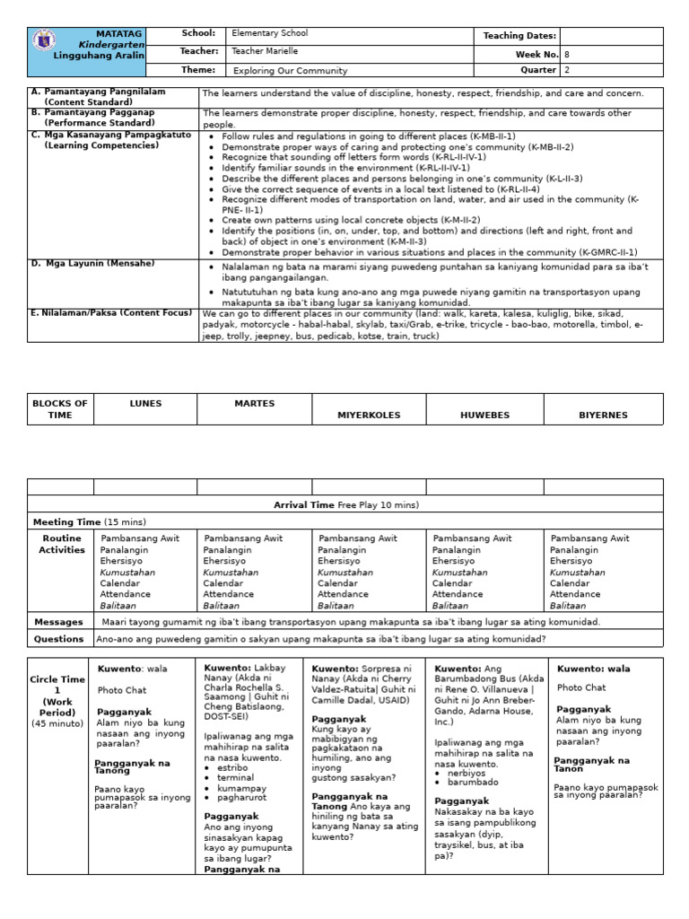 Matatag Quarter 2 Week 8 DLL | PDF