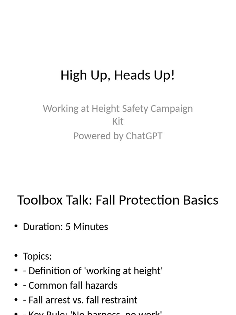 High Up Heads Up Safety Campaign | PDF