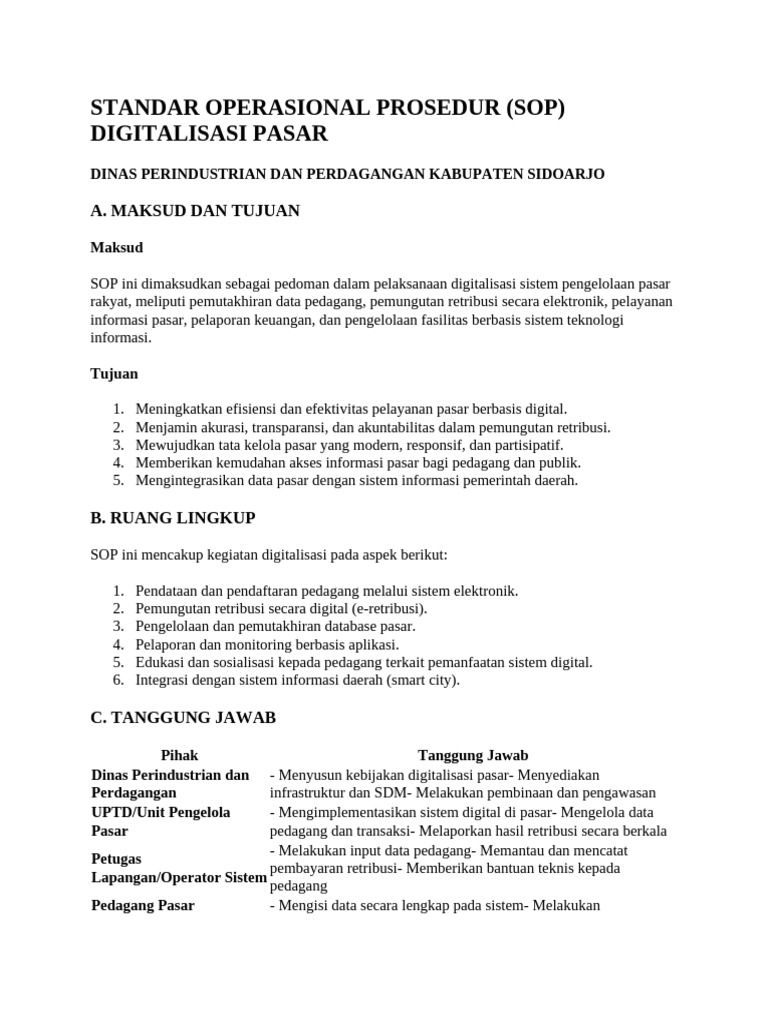 Standar Operasional Prosedur | PDF