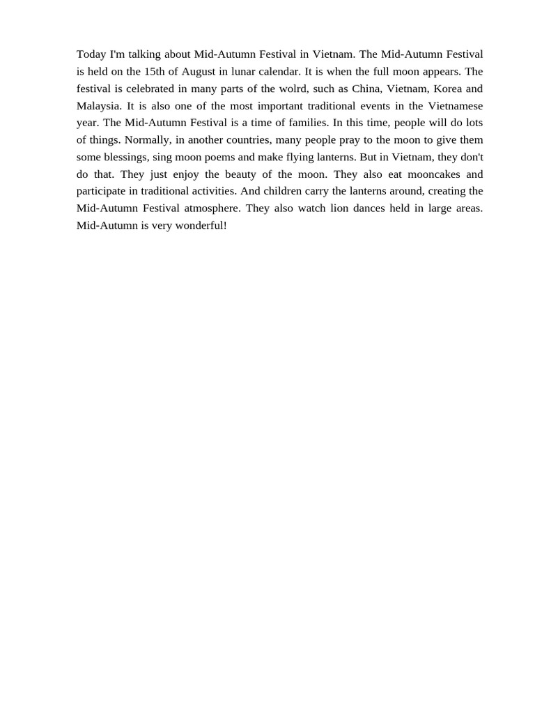 Script Mid-Autumn Festival | PDF
