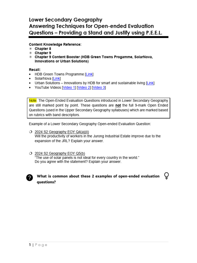 Geography Open-Ended Question Techniques | PDF