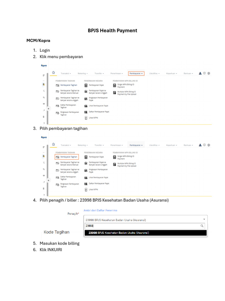 Transfer Bpjs Kes & TK | PDF