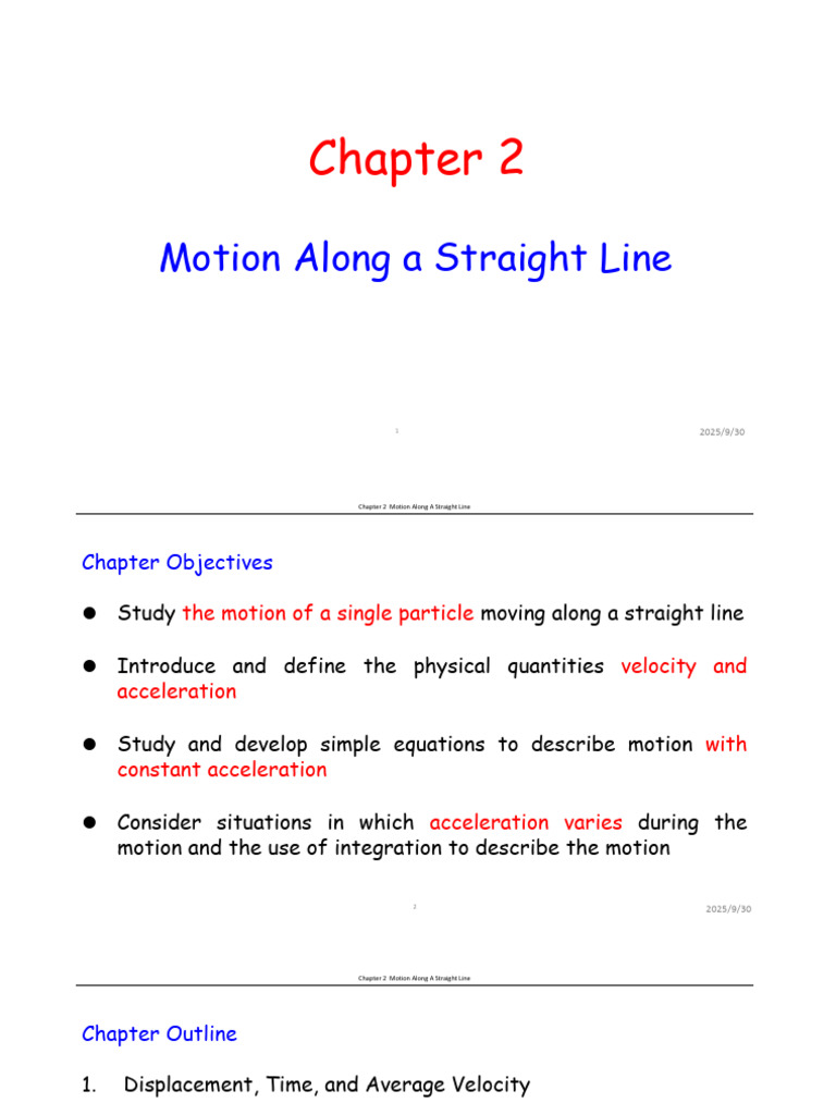 Motion Along a Straight Line Explained | PDF | Acceleration | Velocity