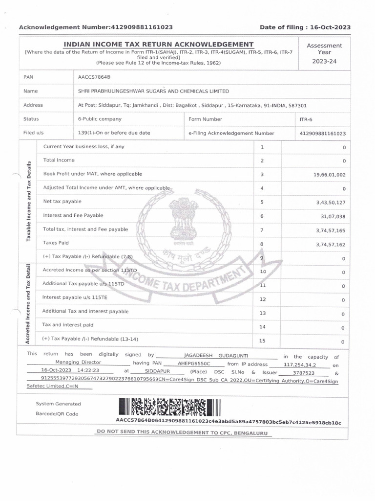 Itr 2023-24 | PDF