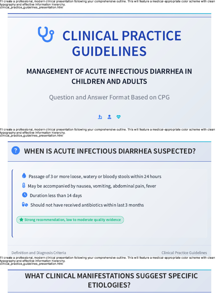 Acute Infectious Diarrhea Guidelines | PDF | Diarrhea | Dehydration