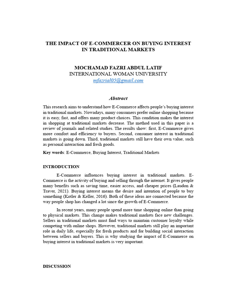THE IMPACT OF E - Commers | PDF | Online Shopping | Market (Economics)