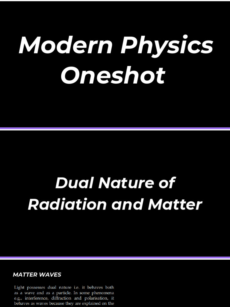 Modern Physics (Dual Nature, Atomic & Nuclear Physics) | PDF | Photon ...