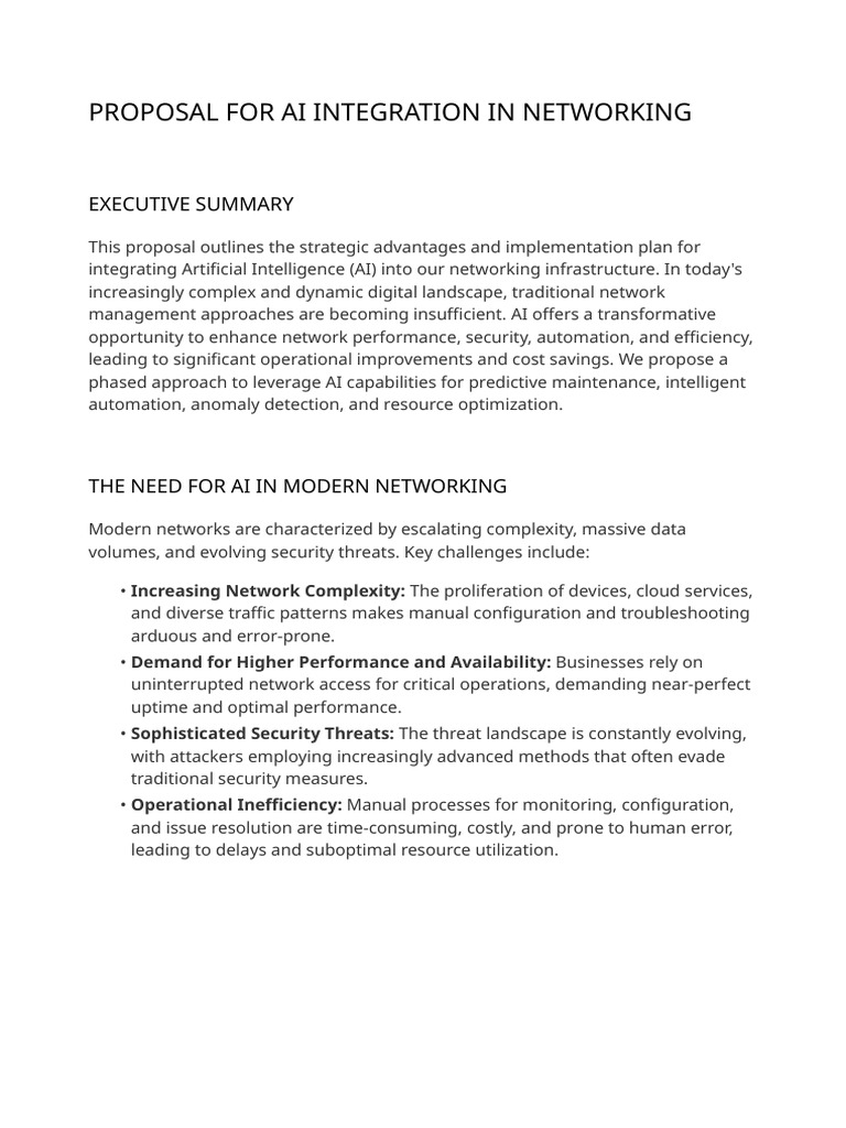 AI in Networking Proposal | PDF | Artificial Intelligence ...