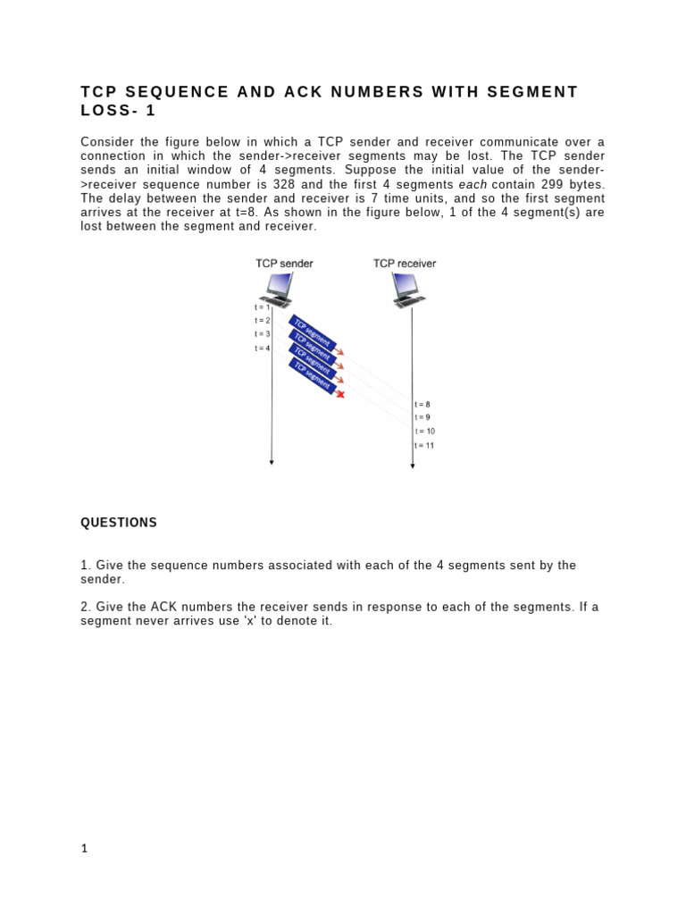 TCP - SEQUENCE - ACK - Activity | PDF | Transmission Control Protocol ...