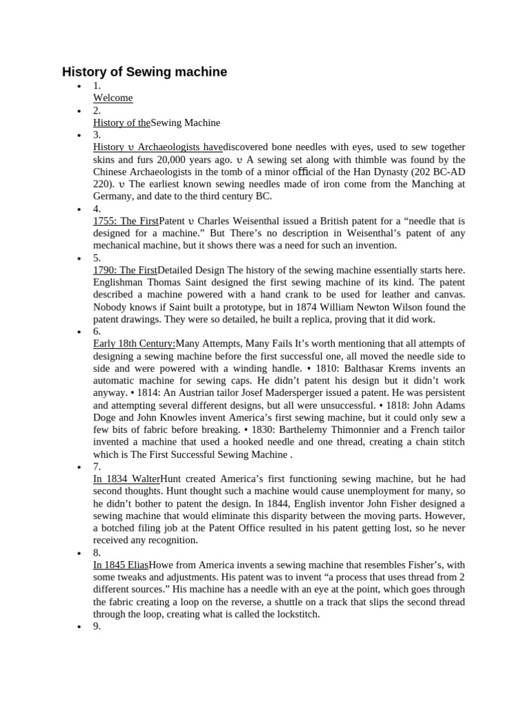History of Sewing Machine | PDF | Sewing Machine | Clothing