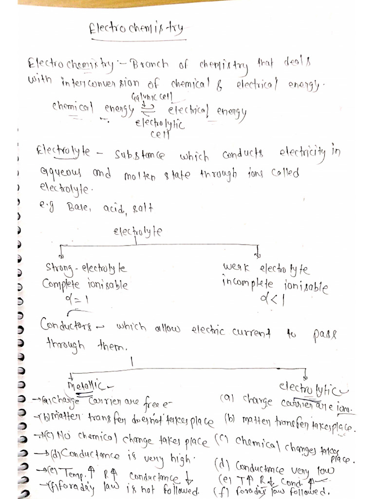 Electrochemistry, Chemistry Notes | PDF