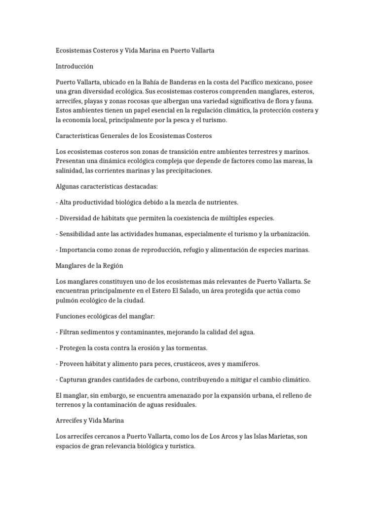 Ecosistemas Costeros en Puerto Vallarta | PDF | Costa | Arrecife de coral