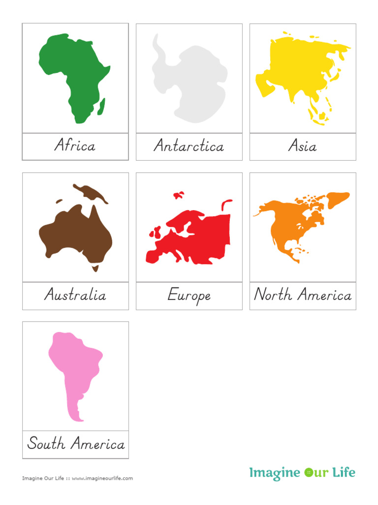 Continents 3 Part Cards | PDF