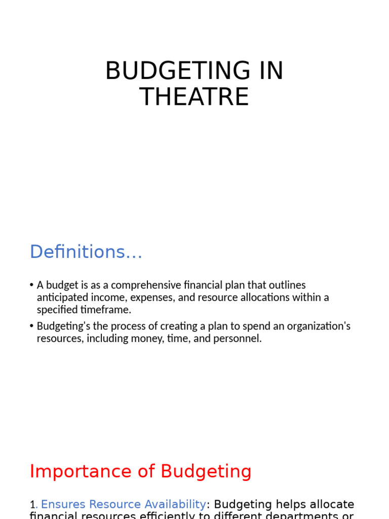 Budgeting in Theatre | PDF | Budget | Expense
