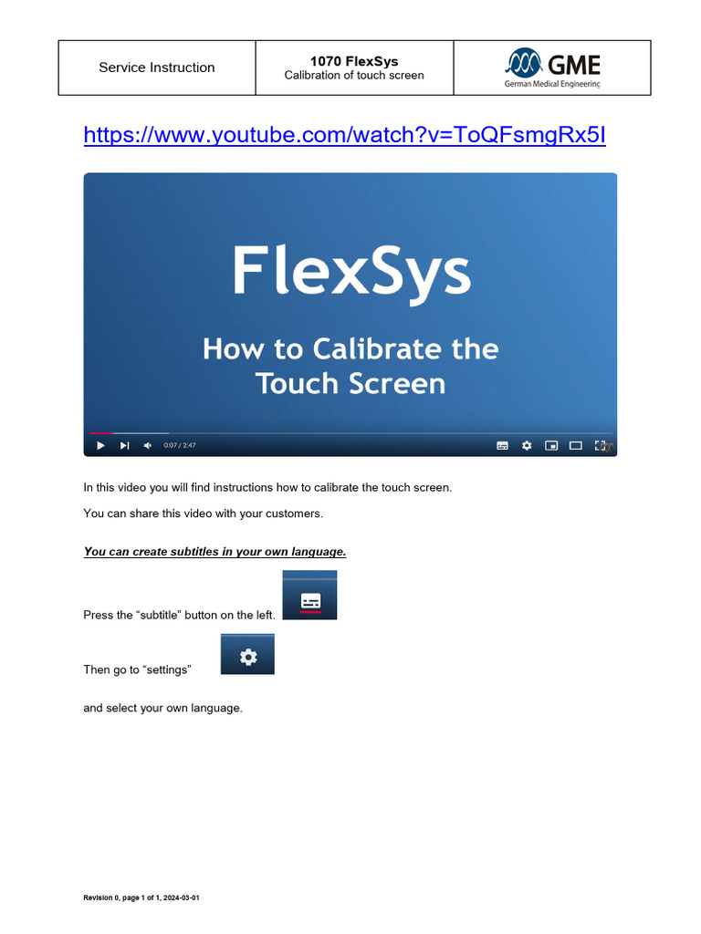 1070 Calibration of Touch Screen (You Tube) | PDF