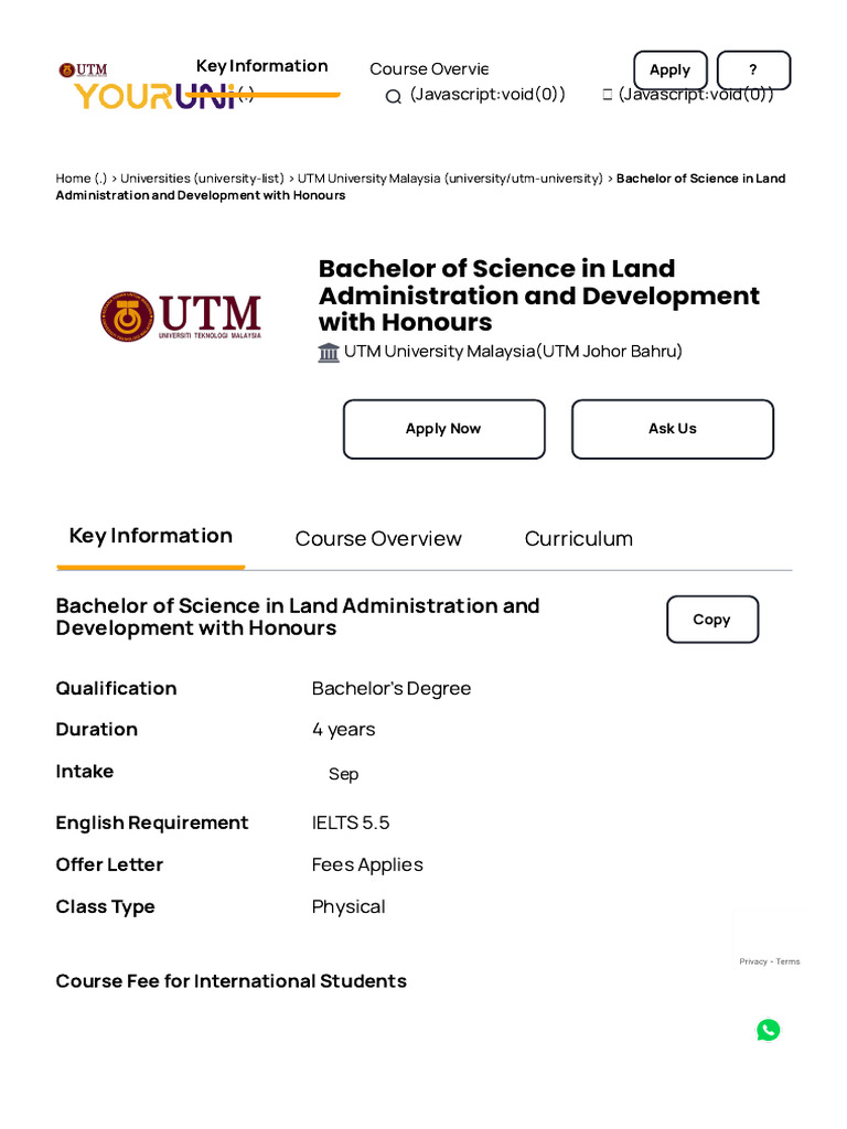 Bachelor of Science in Land Administration and Development With Honours ...