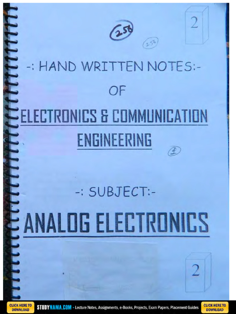 Analog Electronics Hand Written Notes For GATE - IES PDF Download - PART - 1 | PDF