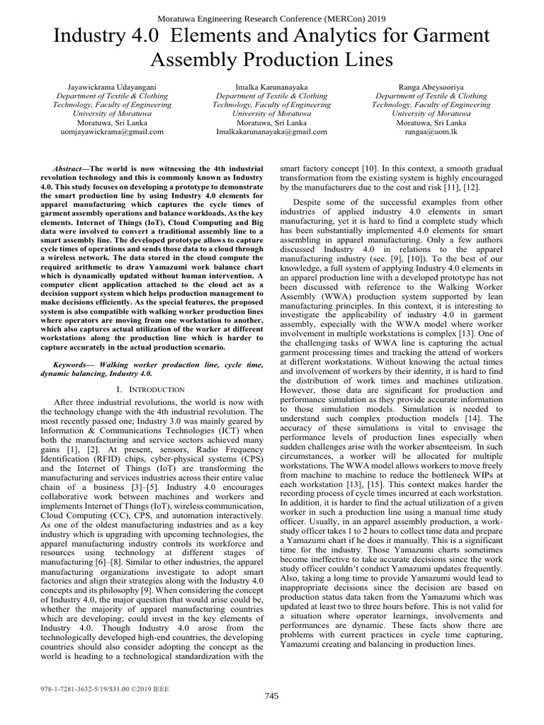 Industry 4.0 in Garment Production Lines | PDF | Internet Of Things ...
