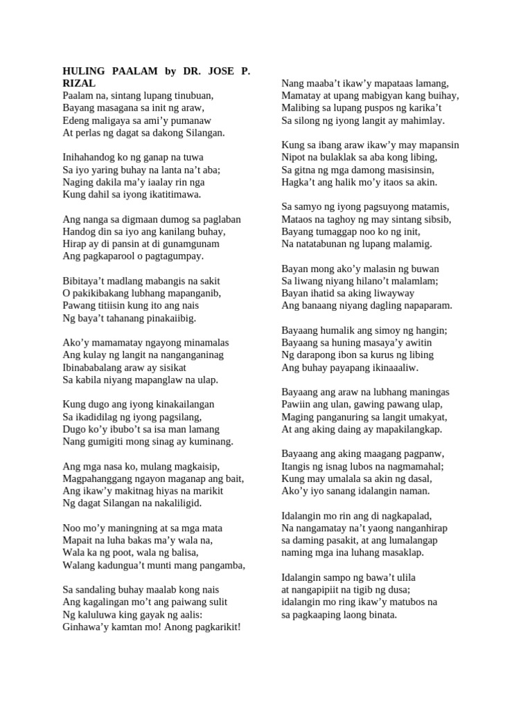 Huling-Paalam-ni-Dr.-José-Rizal.2.0 2 | PDF