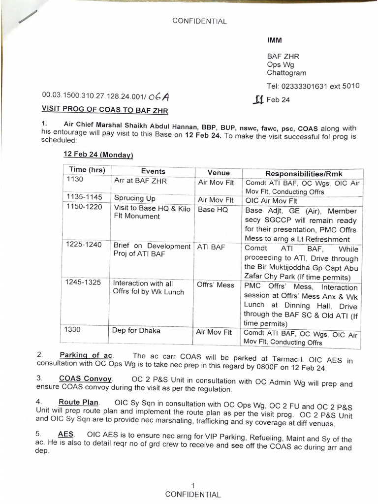 Visit Prog of COAS | PDF