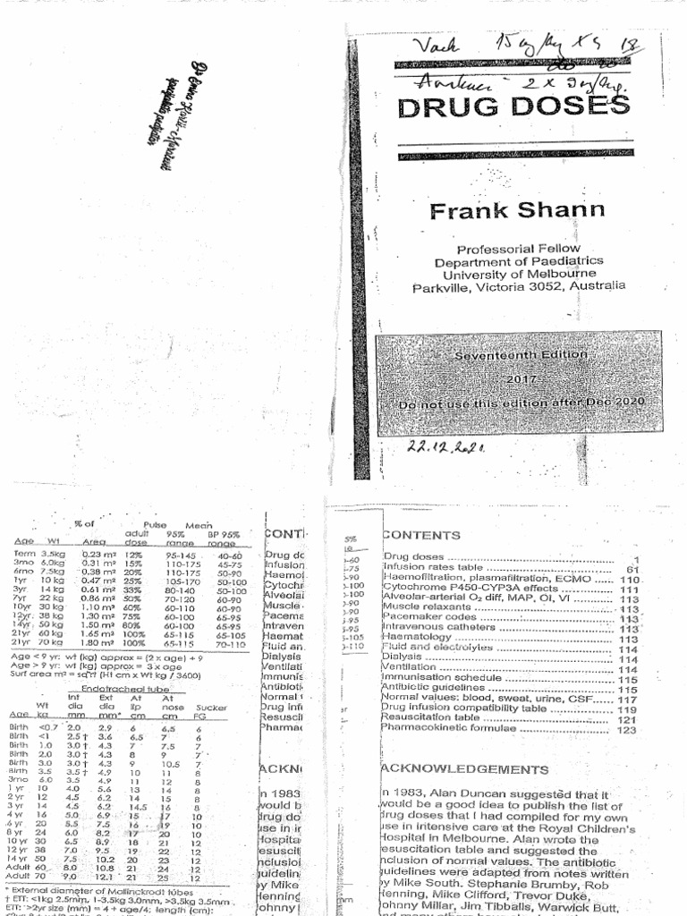 Drug Doses Frank Shann | PDF