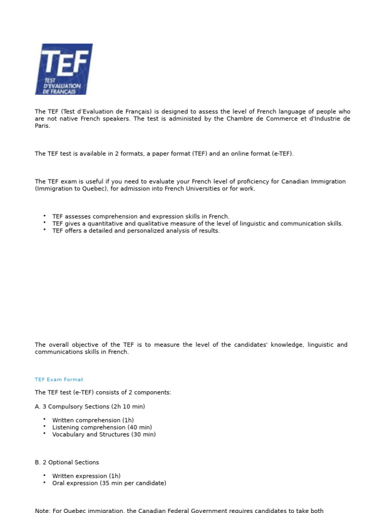 French Tef Exampdf | PDF | Qualifications