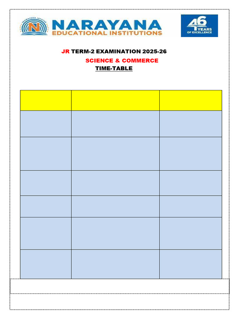 JR Term-2 Timetable & Syllabus 2025-26 | PDF | Acid | Chemical Equilibrium