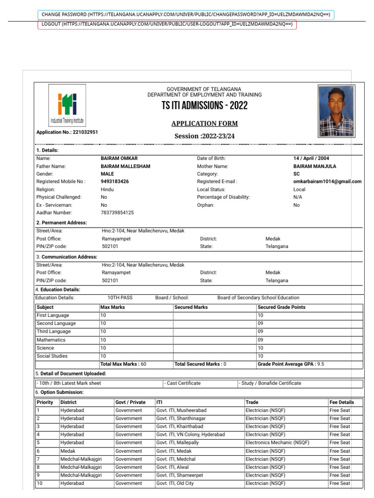 Ts Iti Admissions - 2022 | PDF