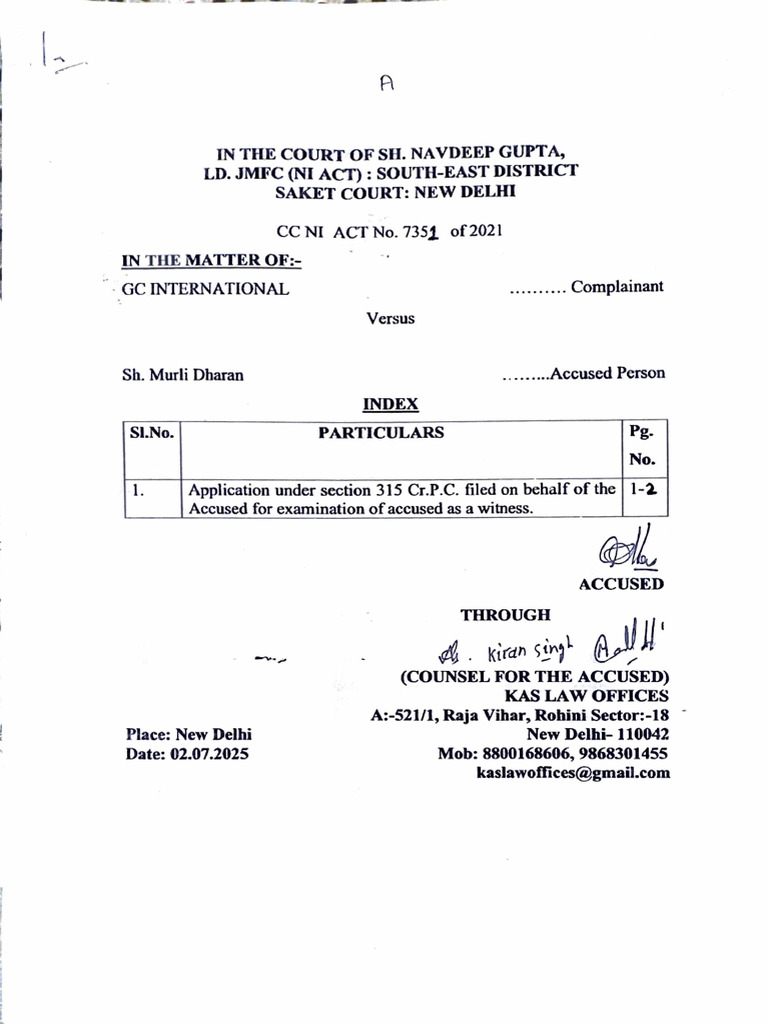 Application Under 315 On Behalf of Accused 7351 | PDF | Justice | Crime ...