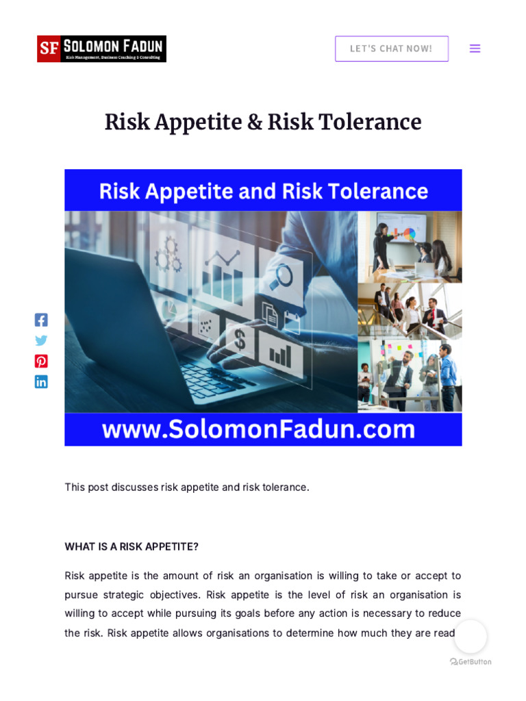 Understanding Risk Appetite & Tolerance | PDF | Attitude (Psychology ...