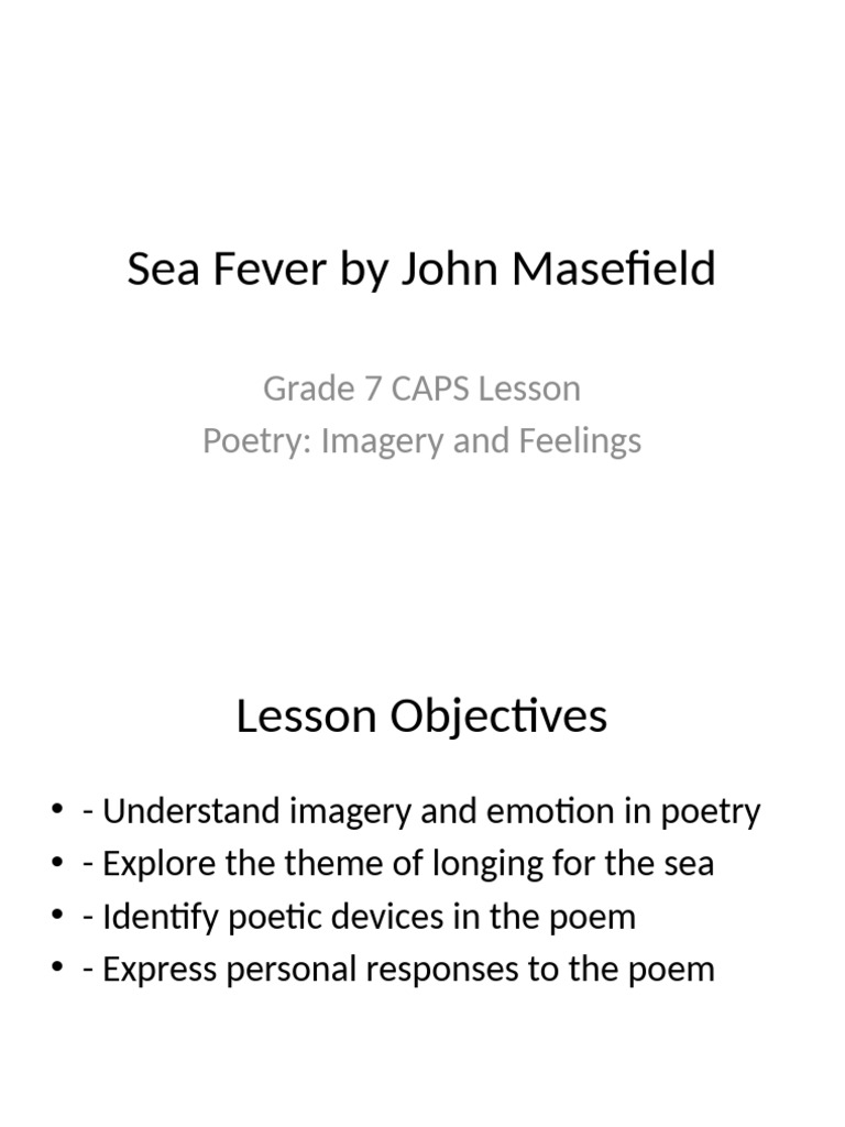 Sea Fever by John Masefield | PDF