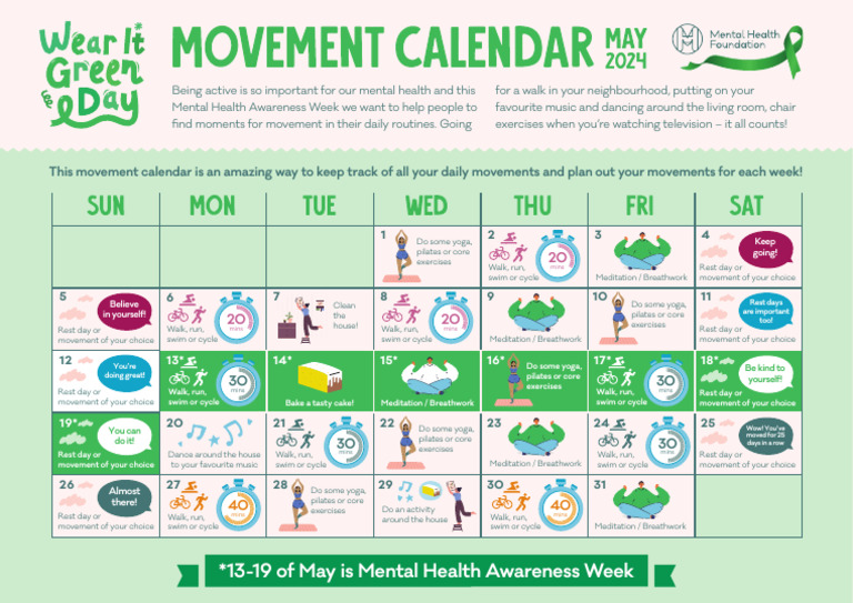 MHF WiGD Movement-Calendar Newest Version | PDF | Pilates | Physical ...