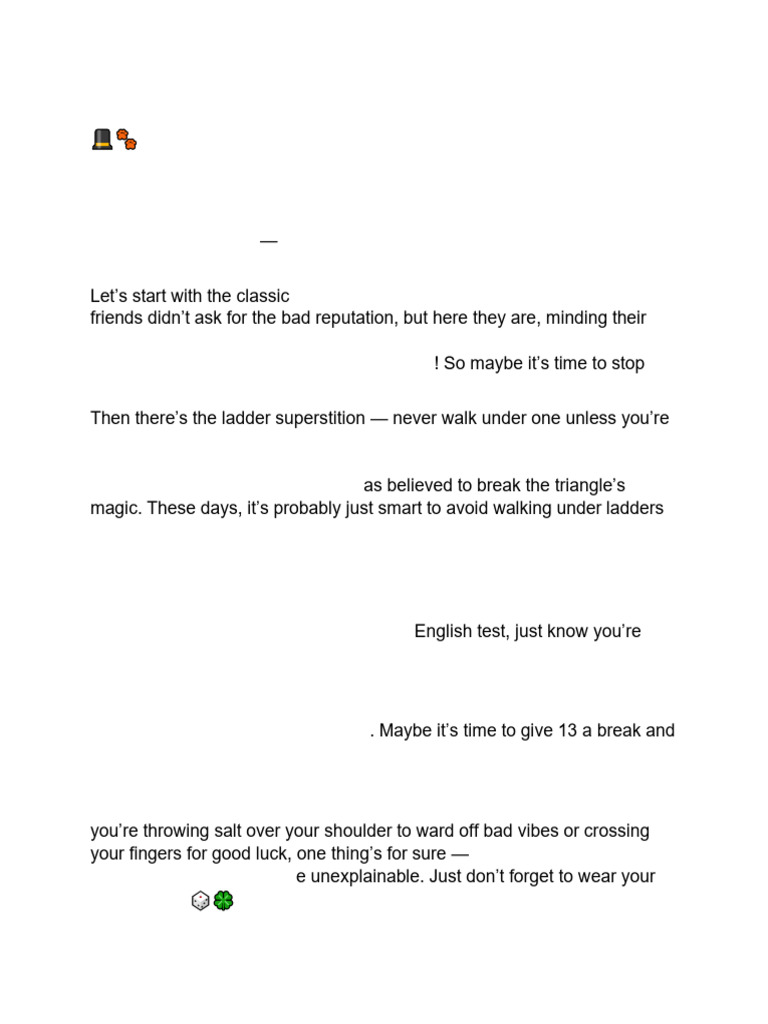 Exploring Quirky Superstitions | PDF | Superstitions | Luck