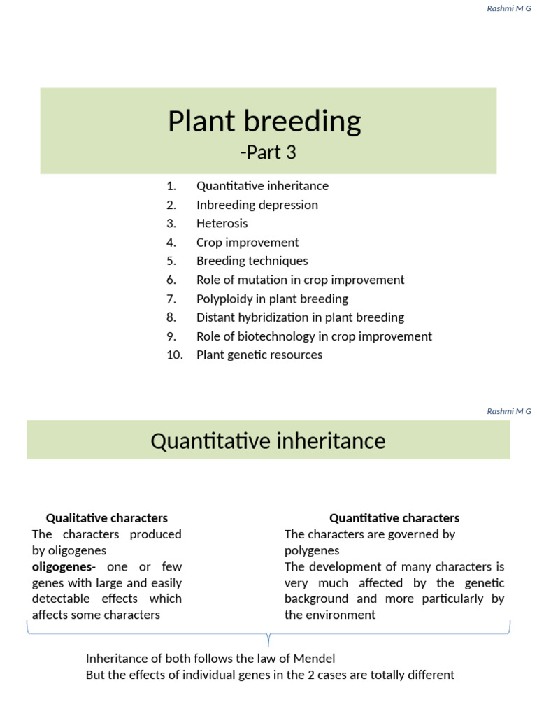 Plant Breeding Part 3 Pdf Plant Breeding Dominance Genetics