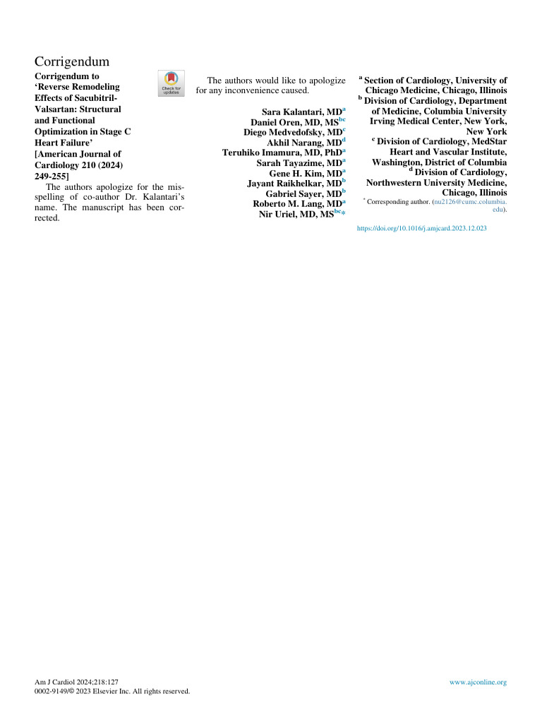 Corrigendum To ‘ Reverse Remodeling Effects | PDF | Cardiology ...