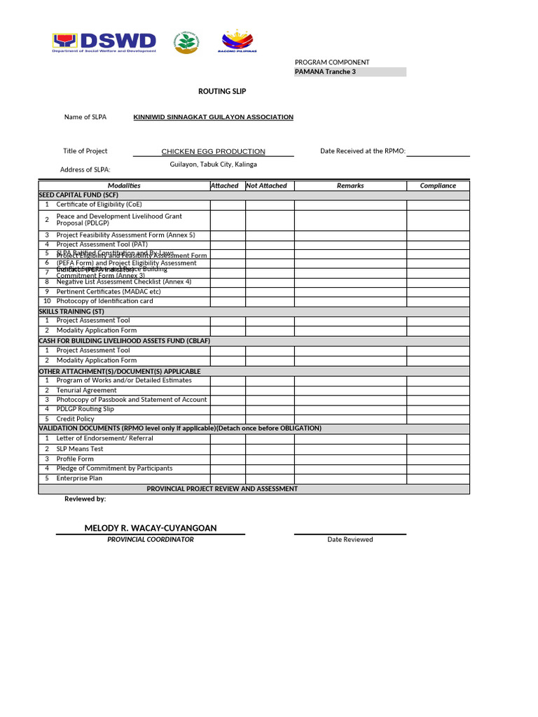 00 - SP - PAMANA Proposal Routing Slip | PDF