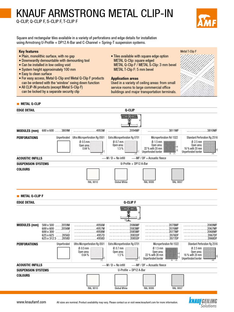 Knauf Armstrong Metal Clip in Datasheet | PDF | Metalworking